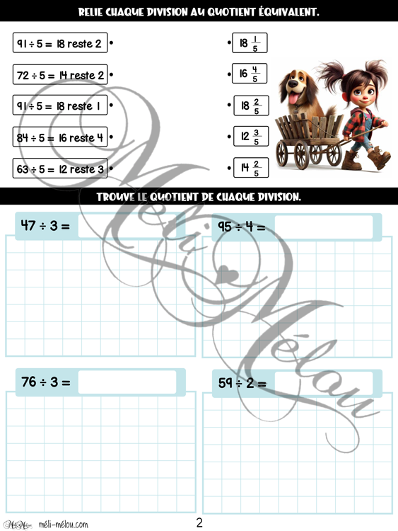 Arithmétique – La division avec reste – Méli-Mélou