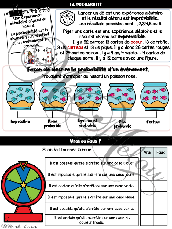 La probabilité – 4ième année – Méli-Mélou
